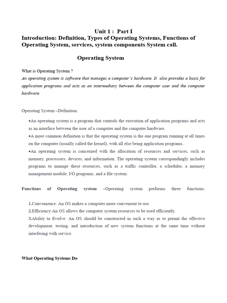 Osunit 1 Part 1 | PDF | Operating System | Graphical User Interfaces