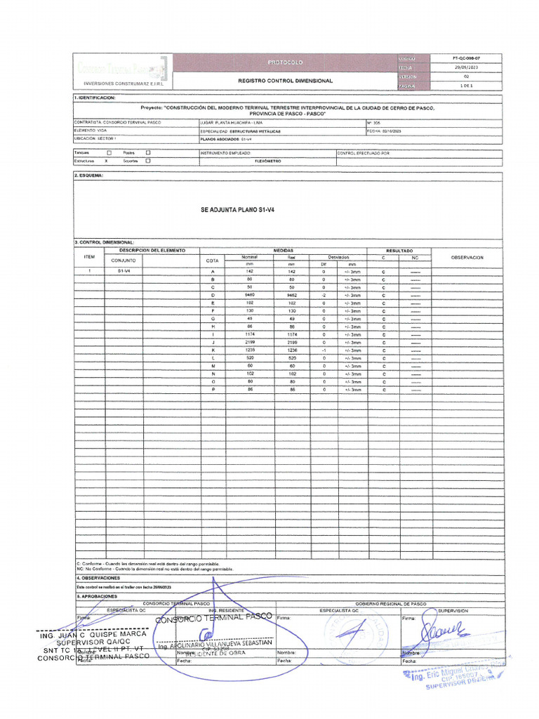 Registro de Control Dimensional | PDF