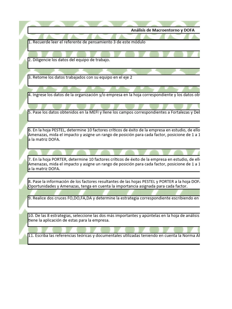 Excel Matrices Actividad Evaluativa Eje 3 Gestion Estrategica Con ... Excel Matrices Actividad Evaluativa Eje 3 Gestion Estrategica Con ...