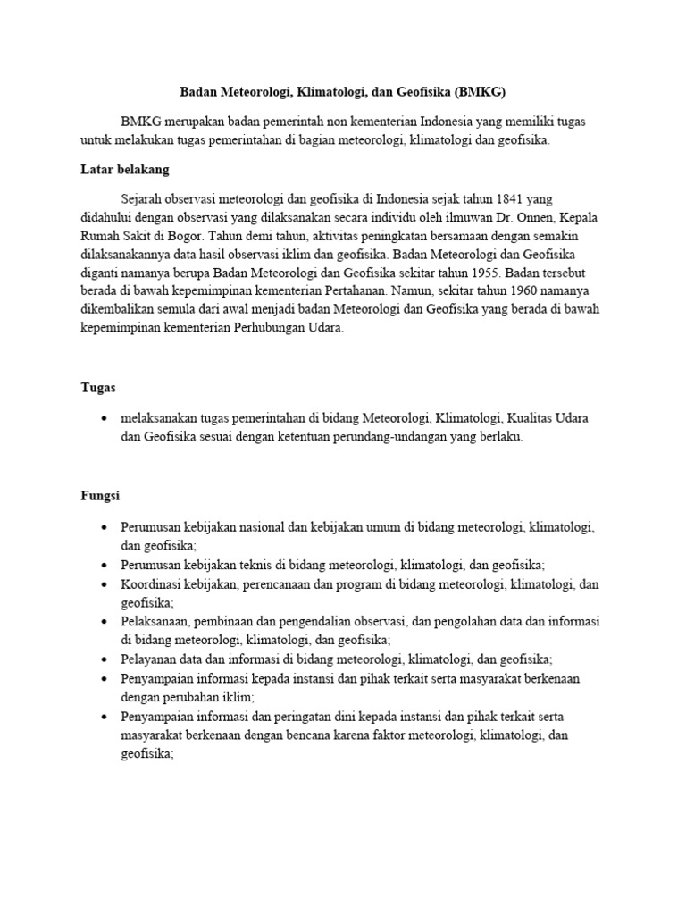 Sejarah dan Peran BMKG Indonesia | PDF | Hukum | Sains & Matematika