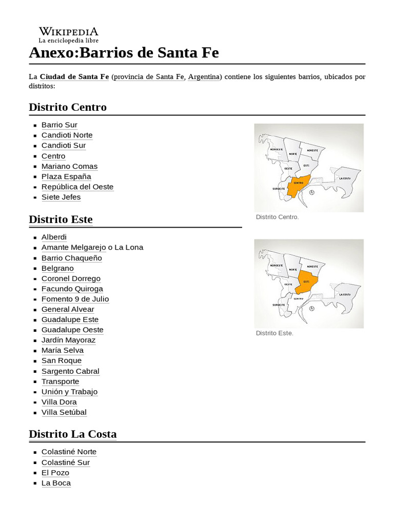 Barrios de Santa Fe Capital | PDF | América del Sur | Argentina