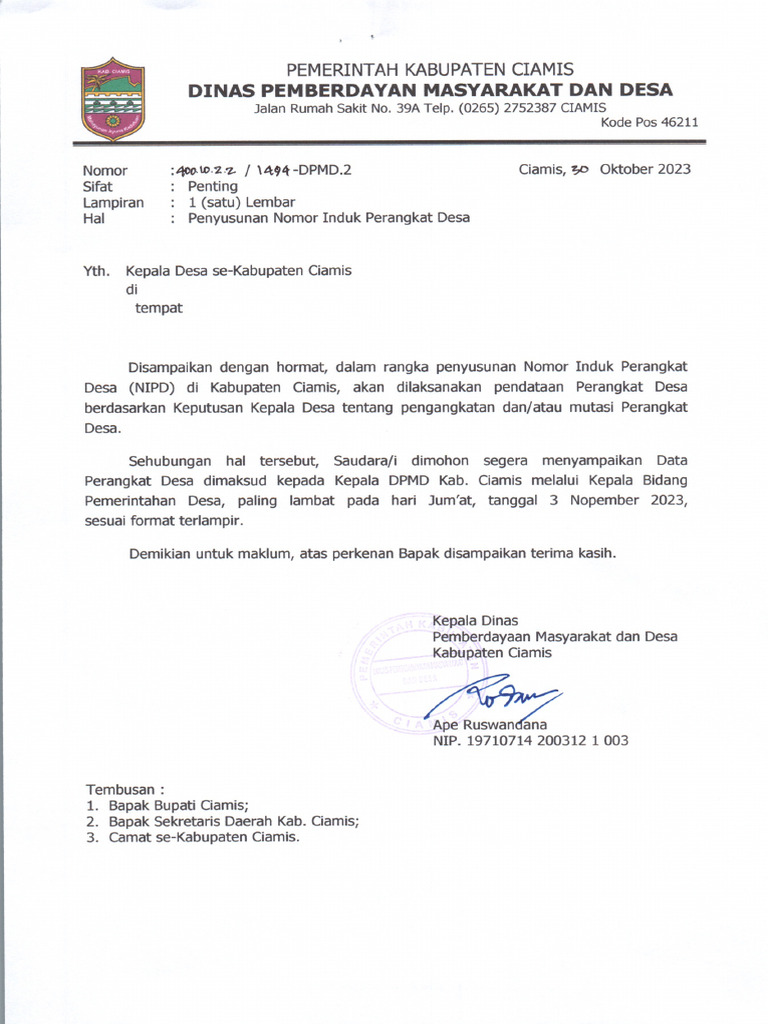 Surat Penyusunan Nipd | PDF