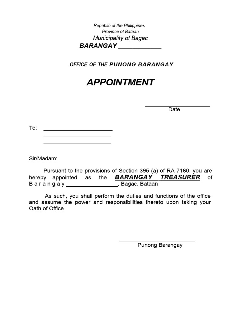 Appointment of Barangay Officials | PDF