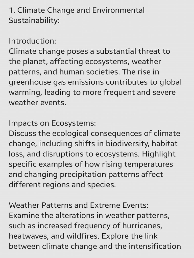 Climate Change and Environmental Sustainability - 01 | PDF
