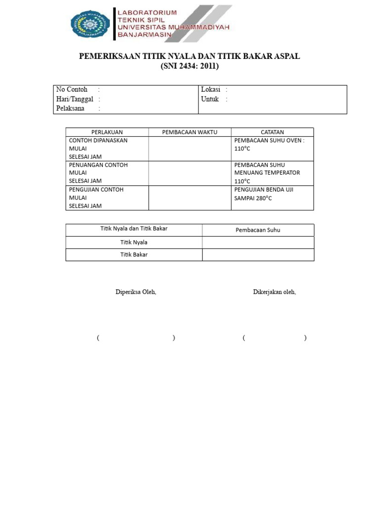 Pemeriksaan Titik Nyala Aspal SNI 2434 | PDF