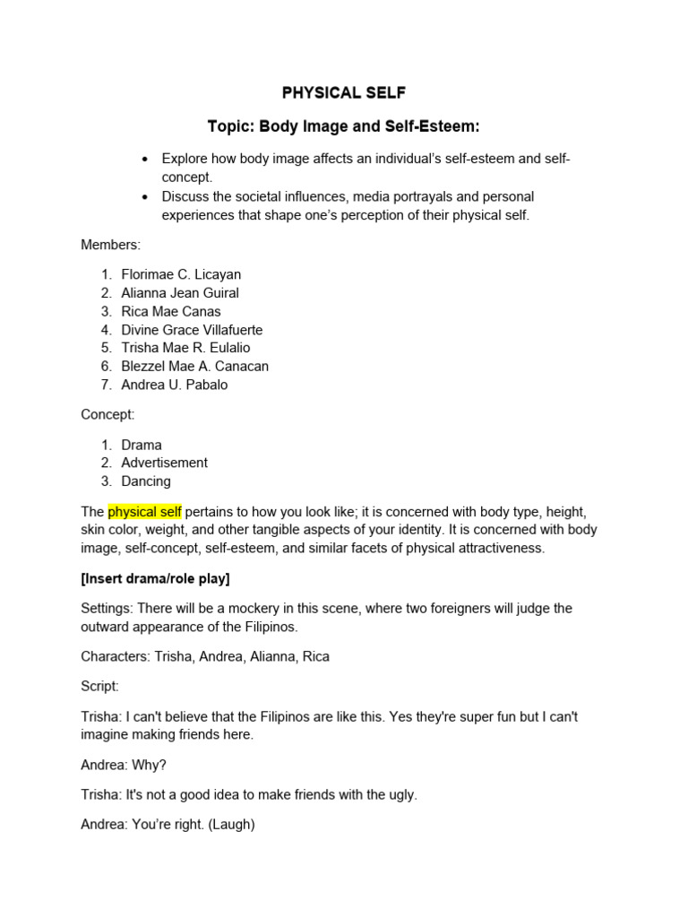 Physical Self | Download Free PDF | Body Image | Self Esteem