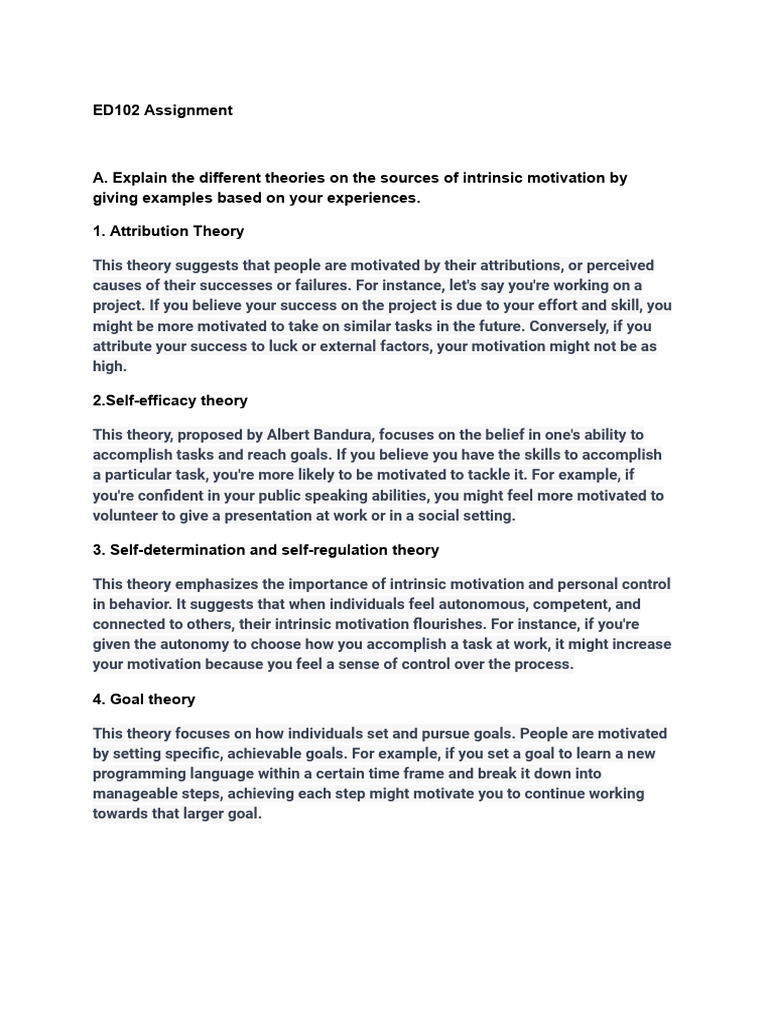 ED102 Assignment | PDF | Motivational | Motivation