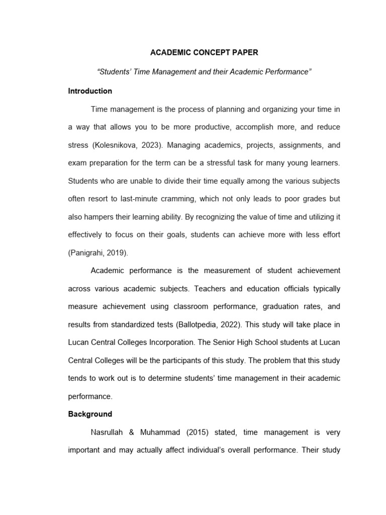 FINAL Students Time Management and Their Academic Performance 1 | PDF ...