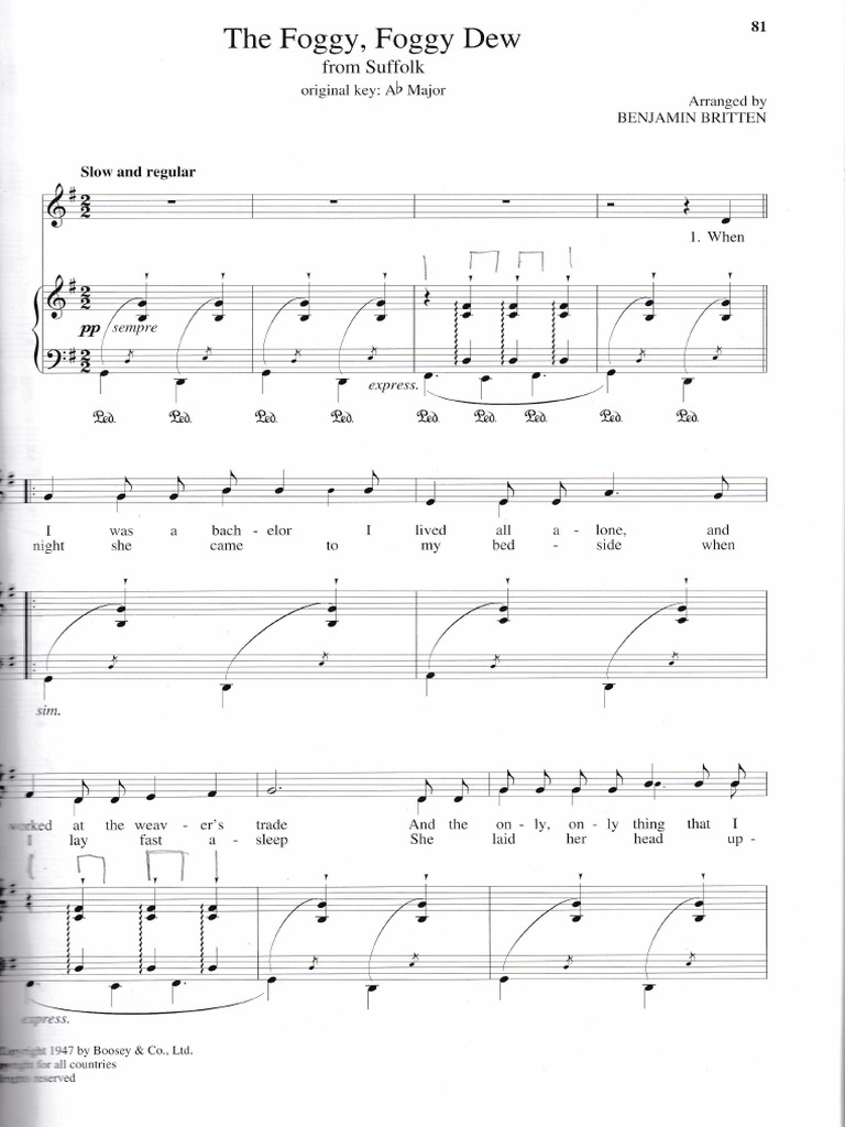 Britten - The Foggy, Foggy Dew | PDF | Folk Songs | British Songs