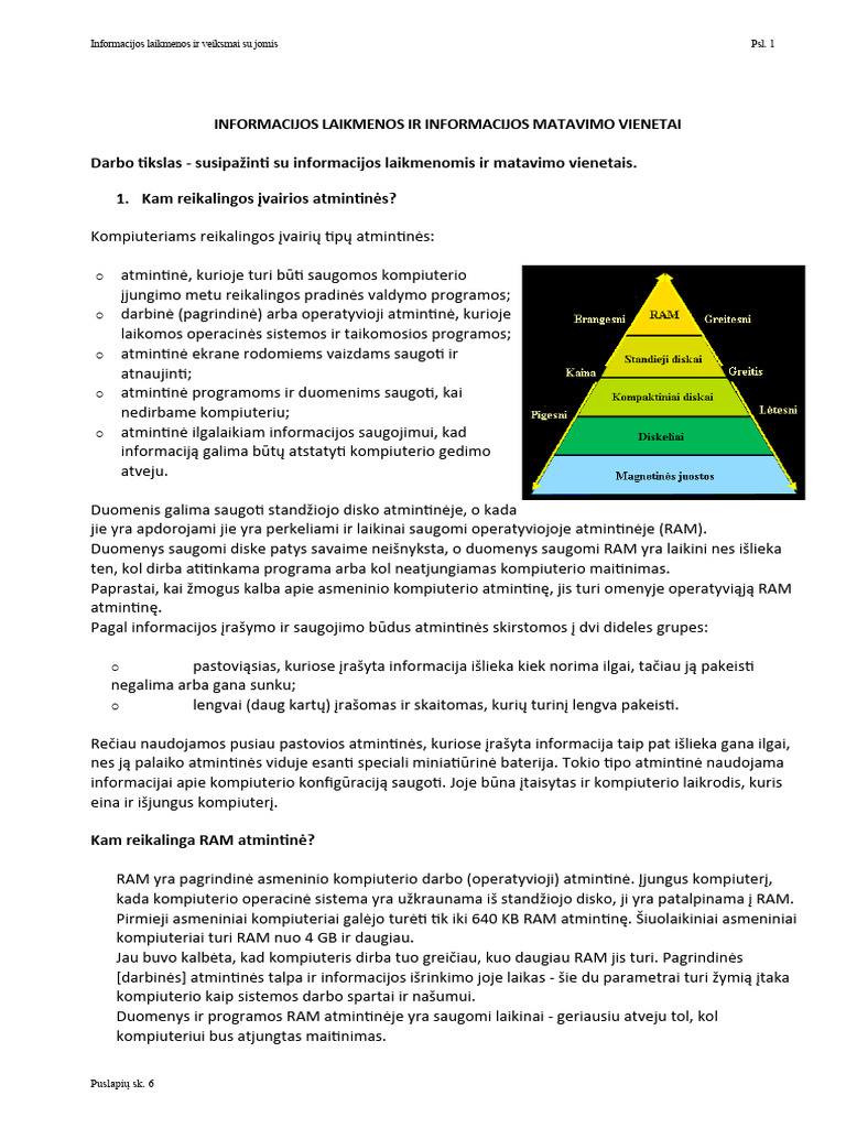 Informacijos Matavimas Ir Laikmenos | PDF