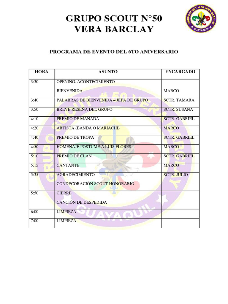 Programa de Aniversario | PDF