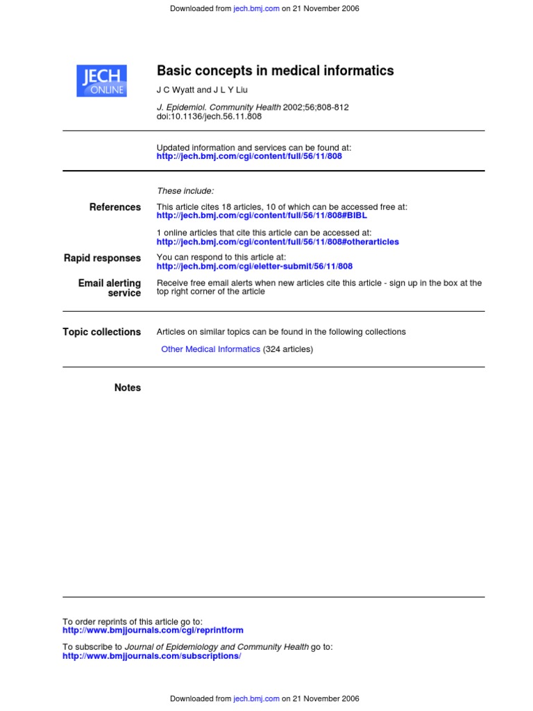 Basic Concepts in Medical Informatics | PDF | Health Informatics | Electronic Health Record