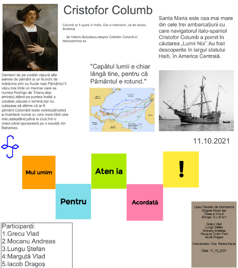 Proiect Cristofor Columb | PDF