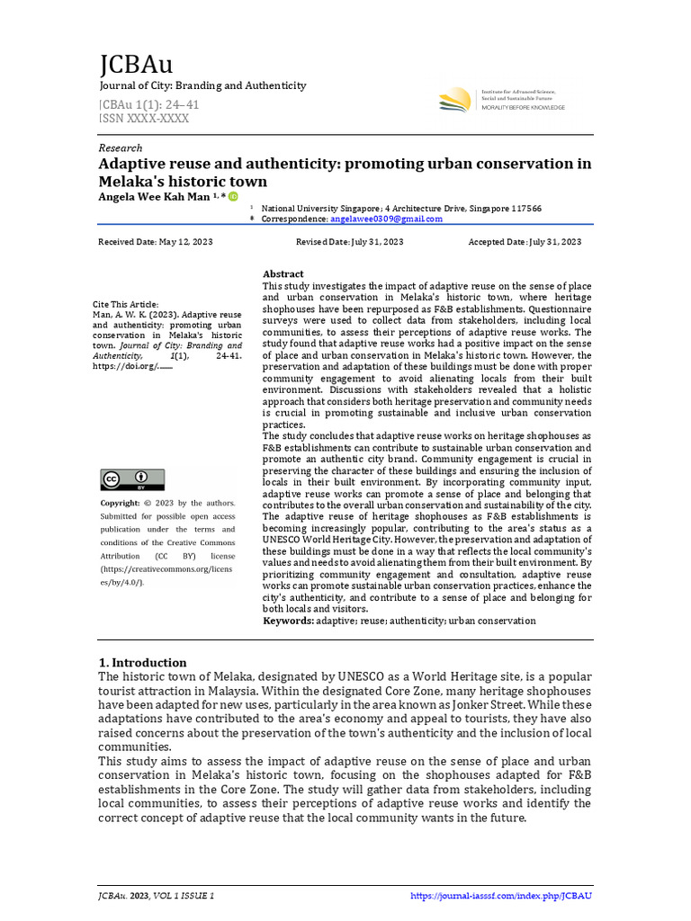 Adaptive Reuse and Authenticity Promoting Urban Co | PDF | Attachment Theory | Methodology