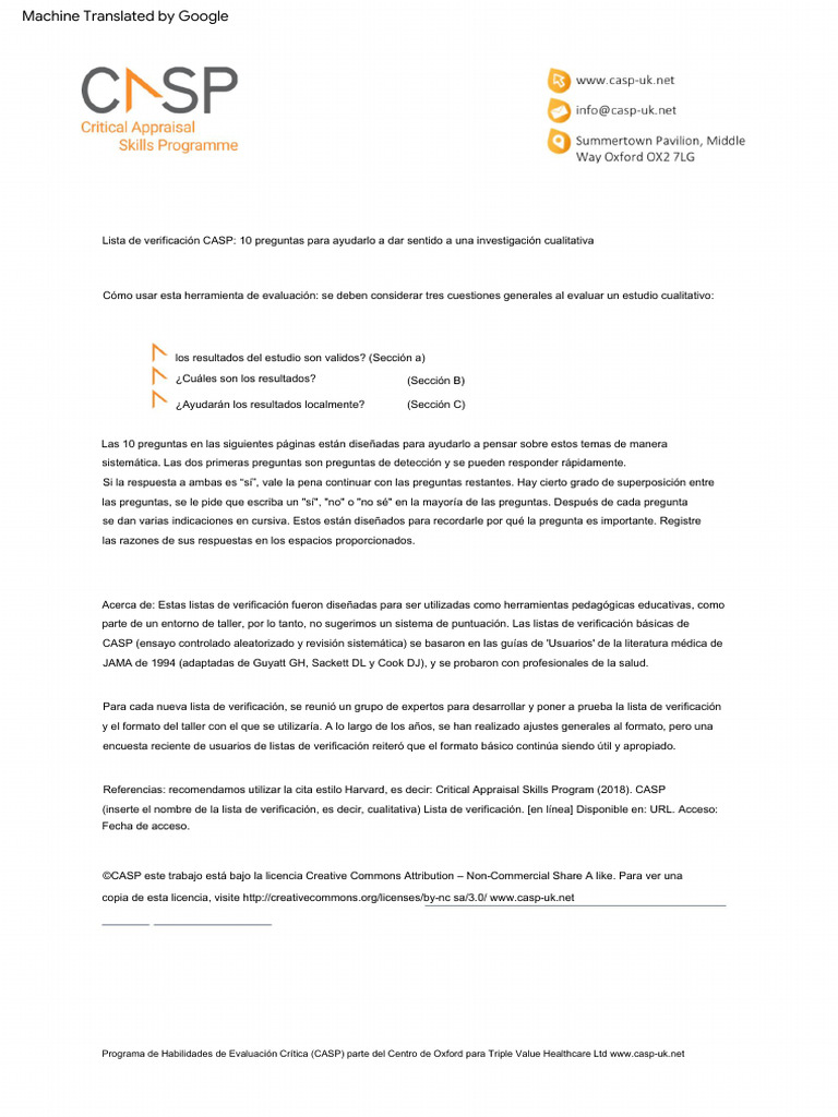 CASP Qualitative Checklist 2018 | PDF