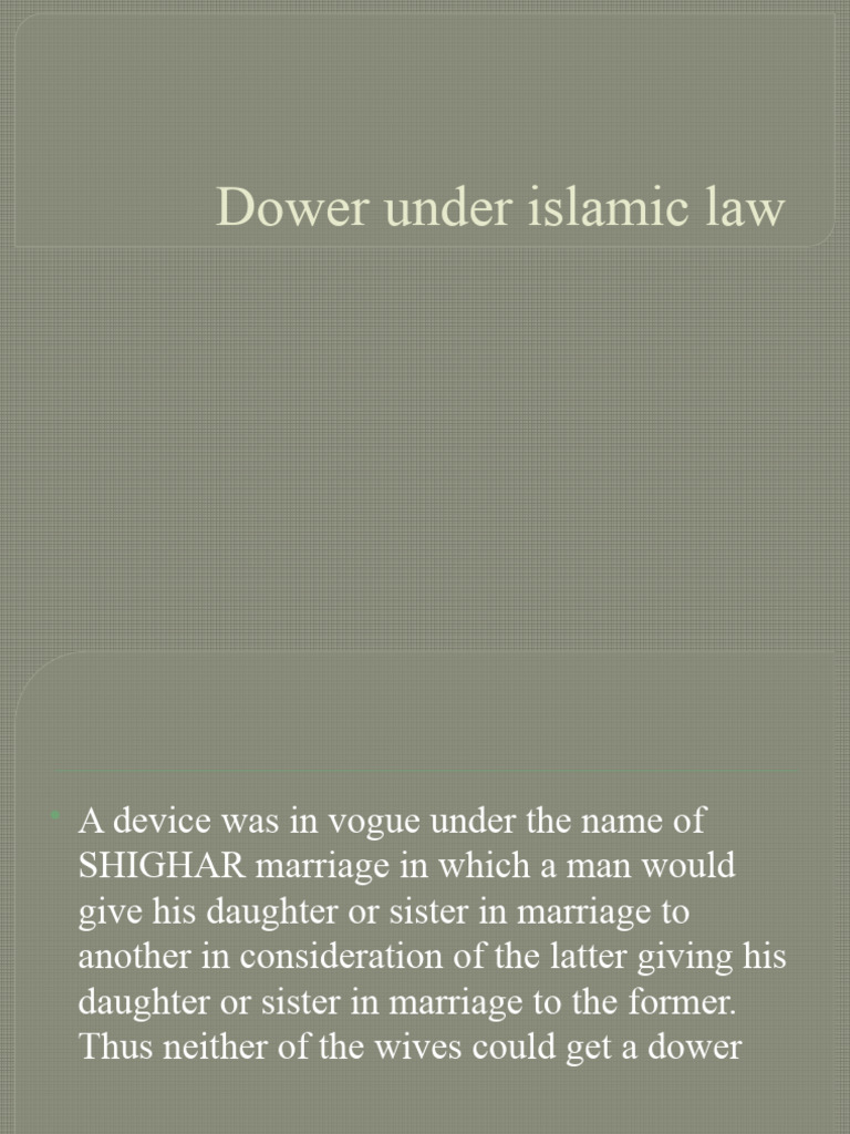 Dower Under Islamic Law 12042023 124627pm 30102023 023520pm | PDF | Marriage | Husband