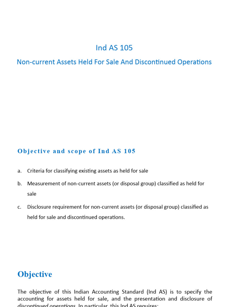 Ind As 105 Presentation | PDF | Fair Value | Cost