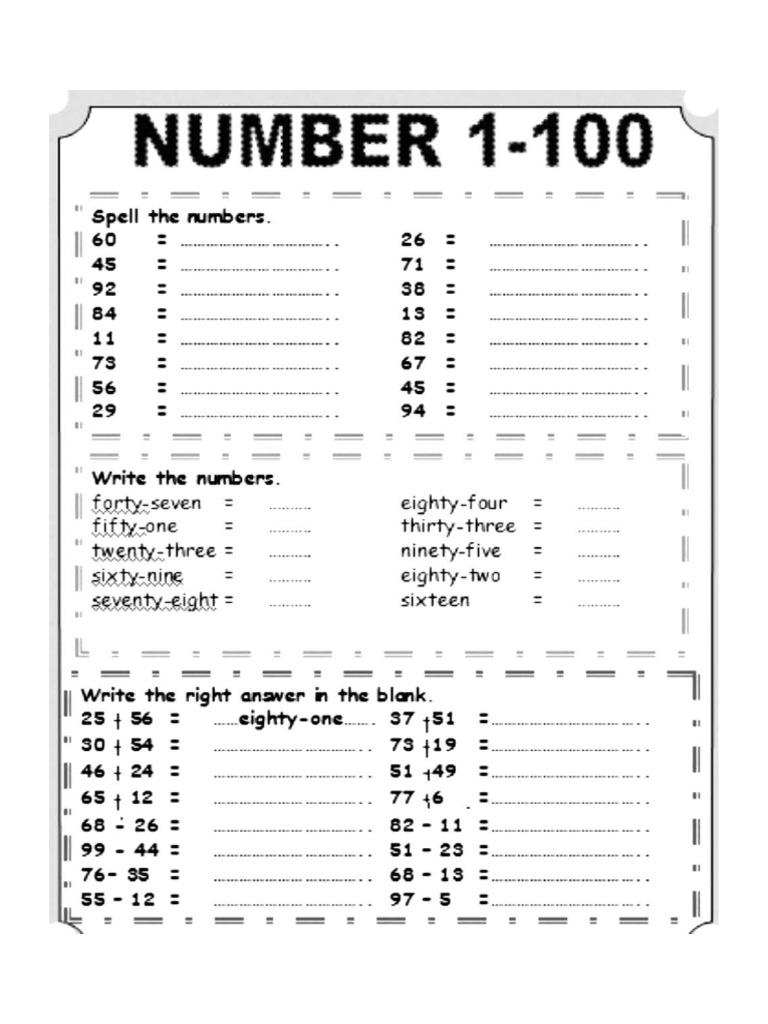 broevi do 100 po angliski jazik | PDF