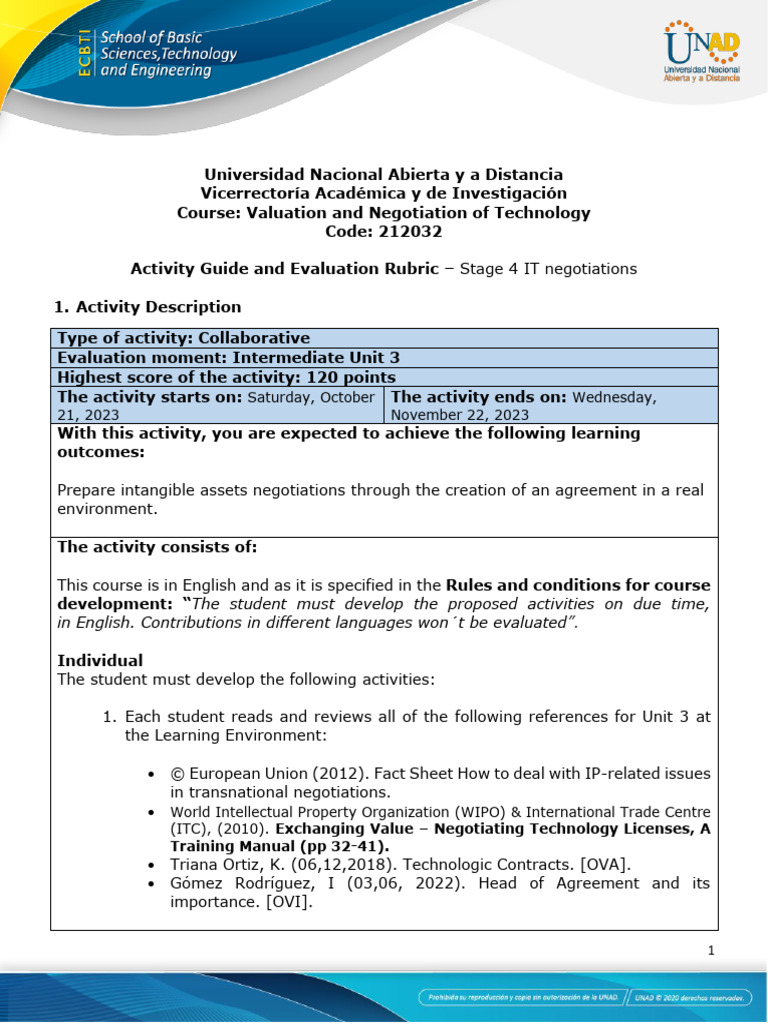 Activity Guide and Evaluation Rubric - Unit 3 - Stage 4 - Understand IT Negotiations | Download ...