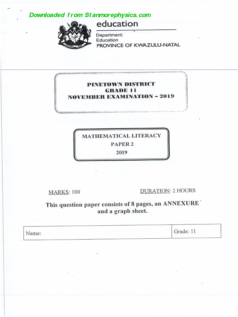 Maths-Lit-Nov-2019-Gr-11-P2-and-Memo 2 | PDF