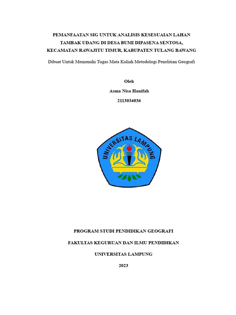 SIG untuk Kesesuaian Lahan Tambak | PDF