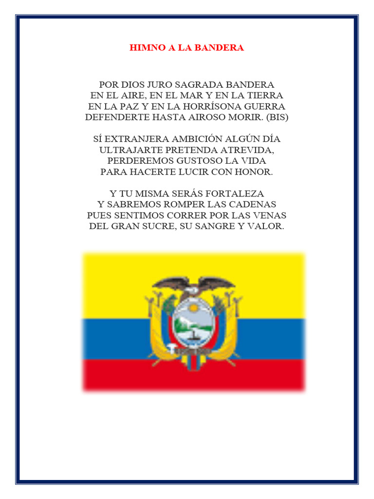 Himno a la Bandera del Ecuador | PDF