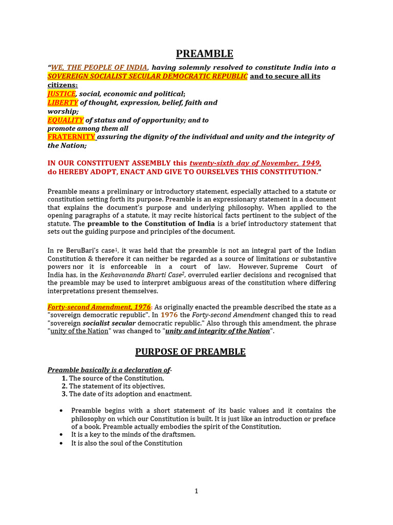 PREAMBLE | PDF | Political Charters | Legal Documents