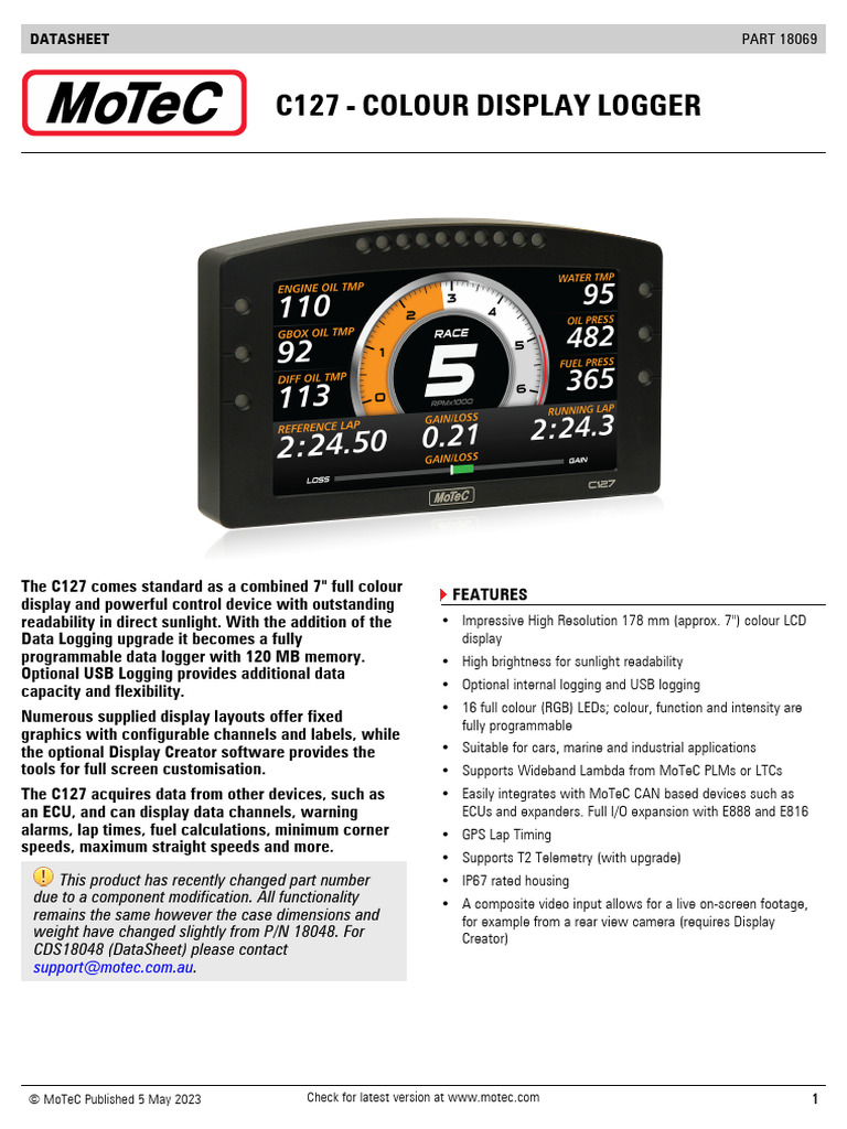 CDS18069 C127 Display Logger With USB | PDF | Usb | Usb Flash Drive