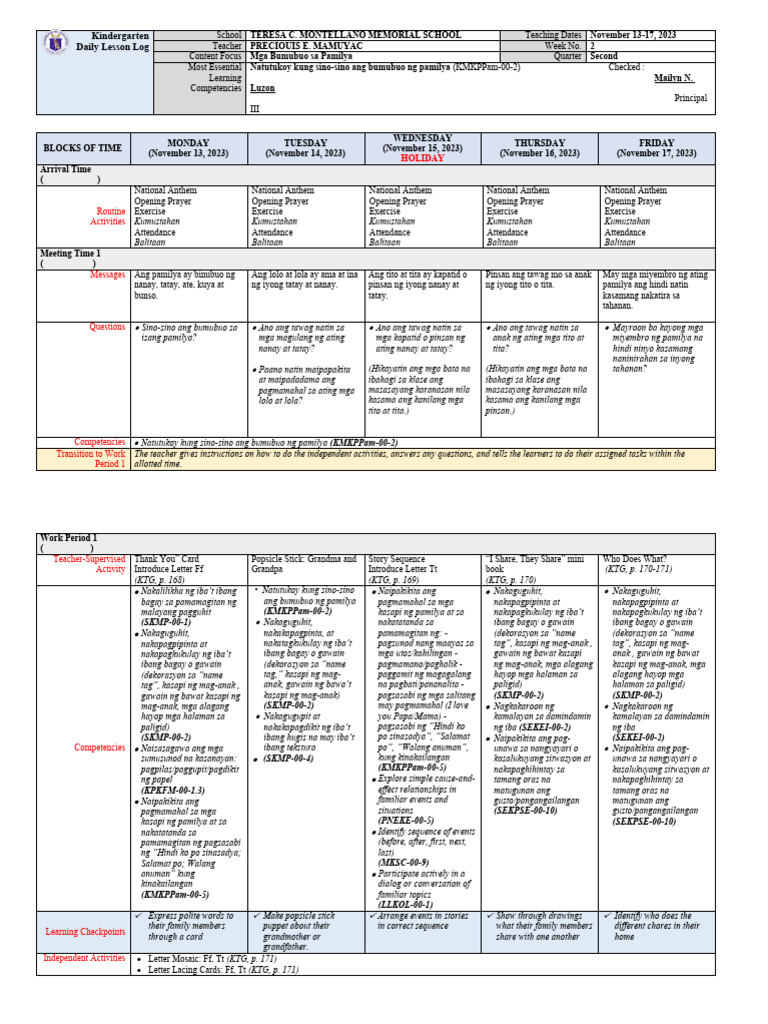 Kindergarten DLL MELC Q2 Week 2 Asf | PDF