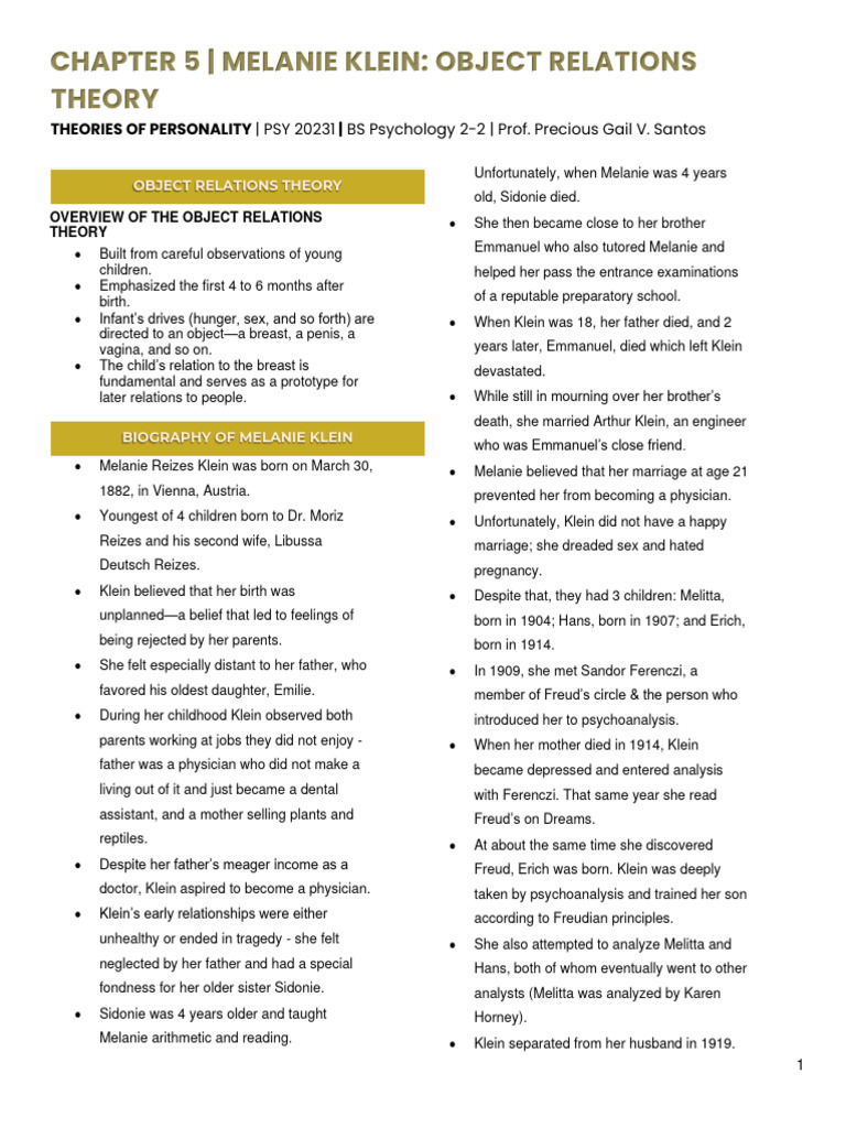 Chap 5 Klein | PDF | Oedipus Complex | Id