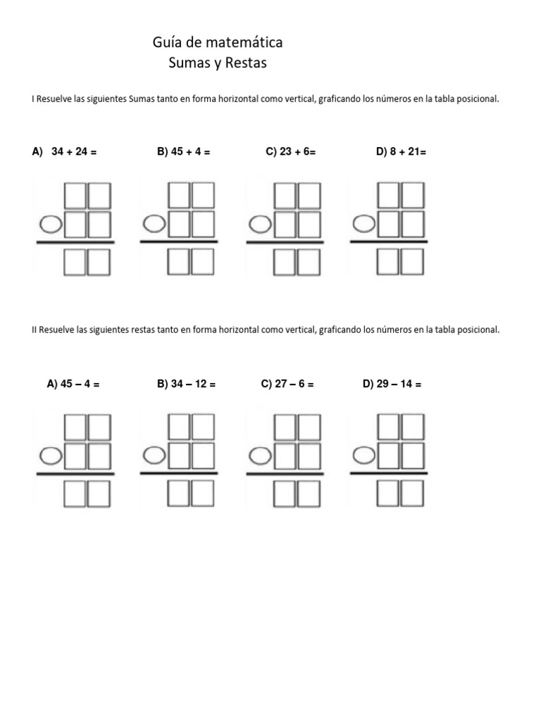 Guia Sumas y Restas | PDF