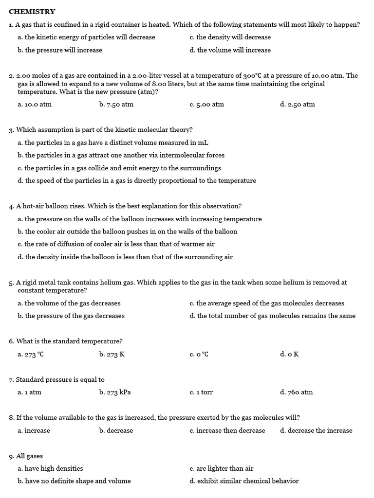 ASMEPPS Reviewer Chemistry 1 (1) | PDF | Gases | Temperature