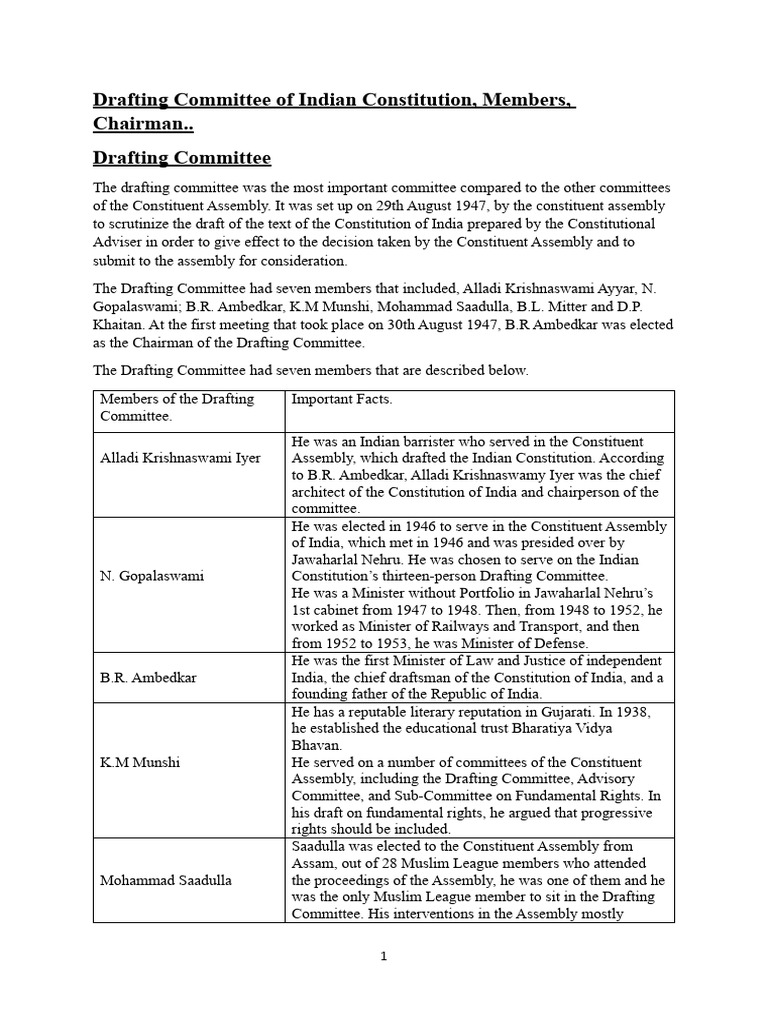 Drafting Committee of Indian Constitution | Download Free PDF | Justice ...