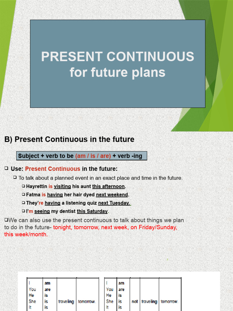Present Continuous For Future Plans Aj | PDF | Foreign Language Studies ...
