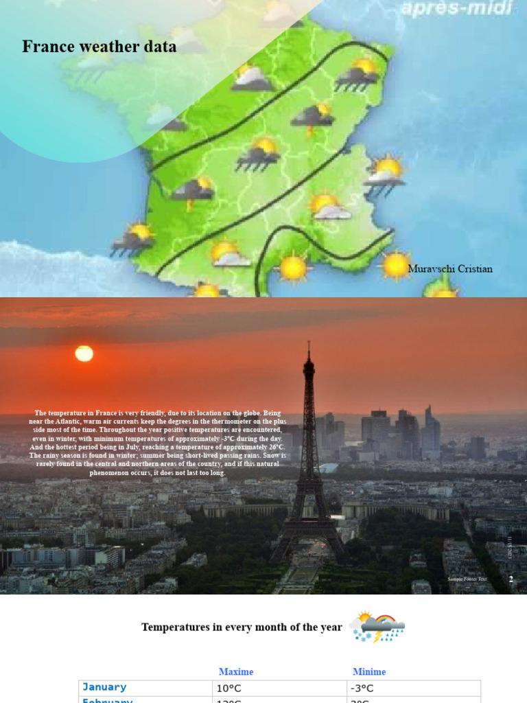 Monthly Temperature Averages in France | PDF