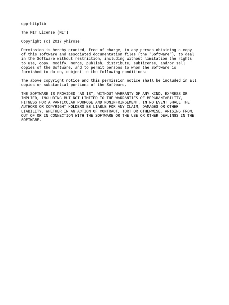 LICENSE CPP Httplib | PDF | Computers