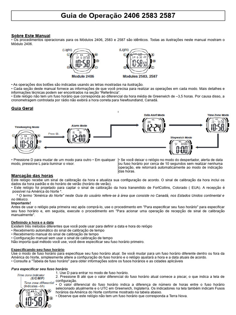 Manual Casio Wave Ceptor | PDF | Tempo | Horário de verão