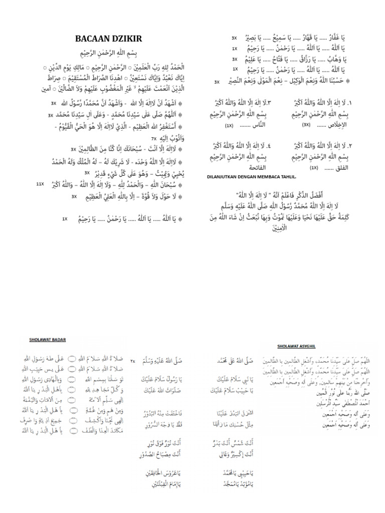 BACAAN DZIKIR | PDF