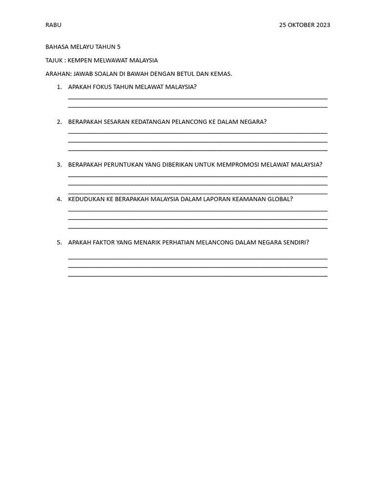 Bahasa Melayu Tahun 5 Pdf