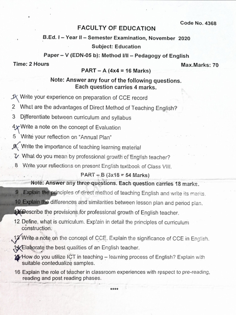 English Important Questions | PDF