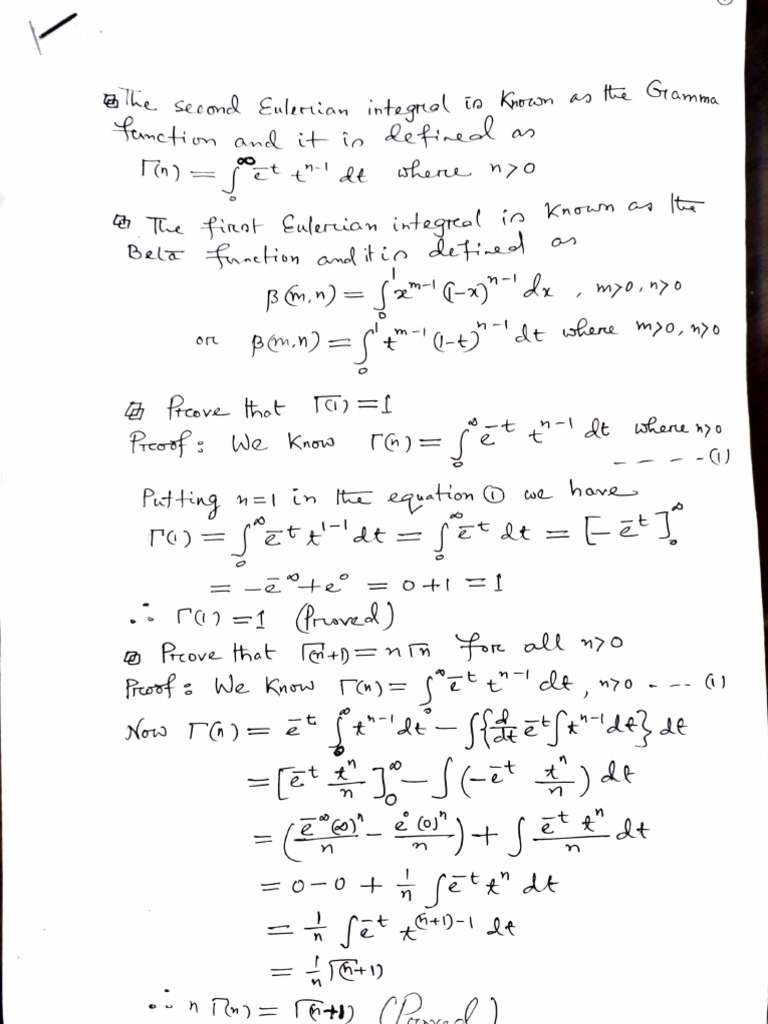 Beta & Gamma Function | PDF