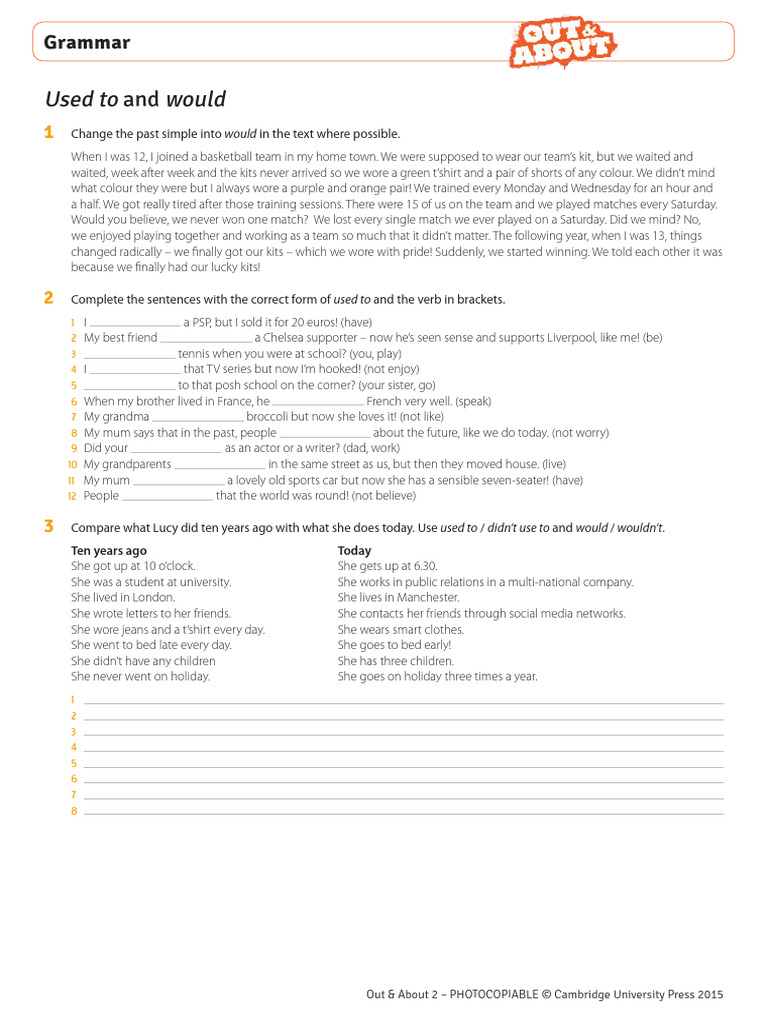 Used to vs Would | PDF