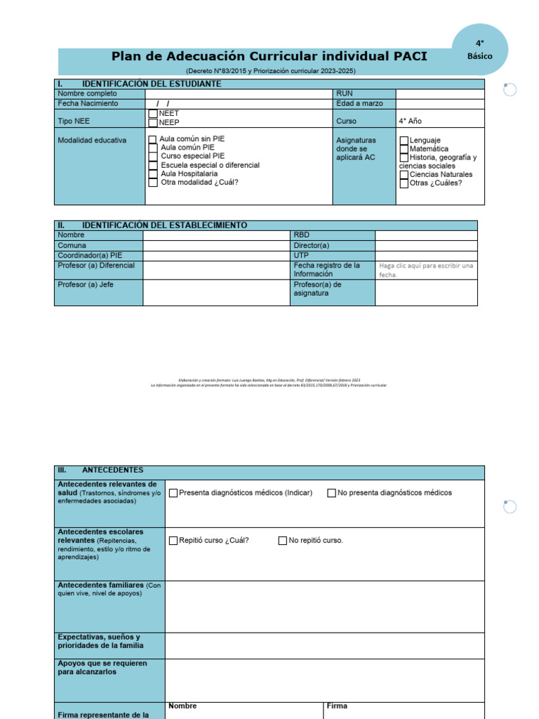 Plan de Adecuación Curricular PACI | PDF | Evaluación | Maestros