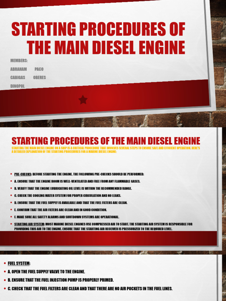 Starting Procedures of The Main Diesel Engine | PDF | Diesel Engine ...