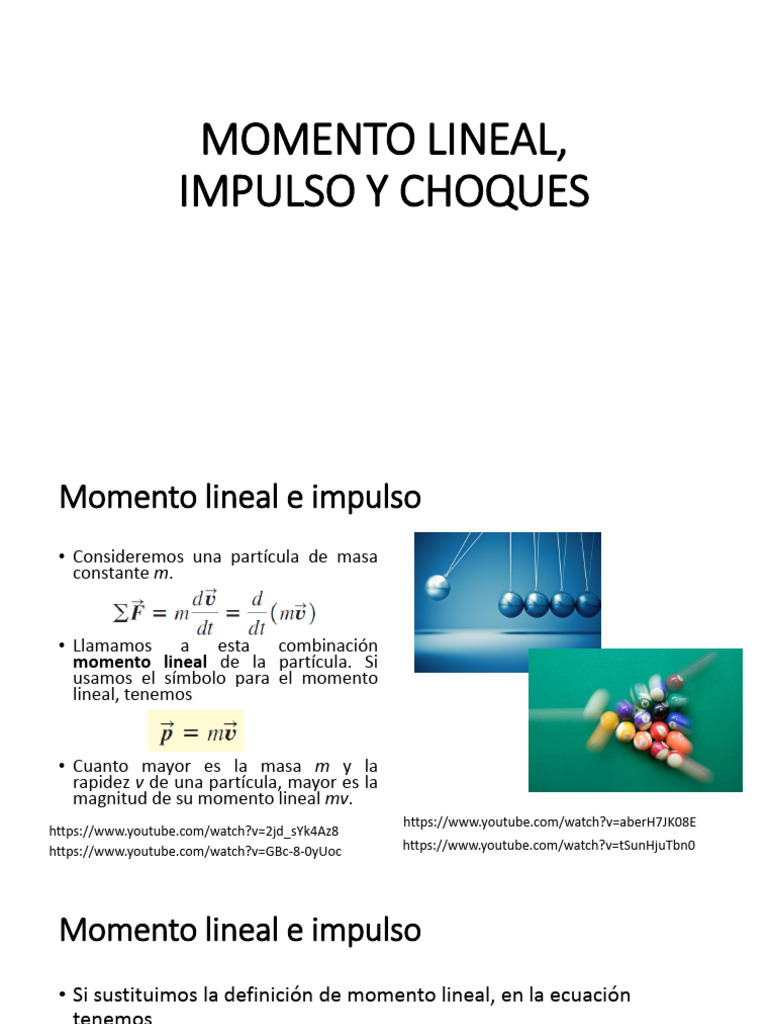 Momento Lineal | PDF | Impulso | Fuerza