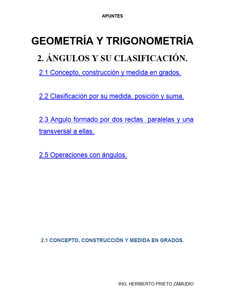 A.2 Apuntes Angulos y Su Clasificacion | PDF | Ángulo | Geometria clasica
