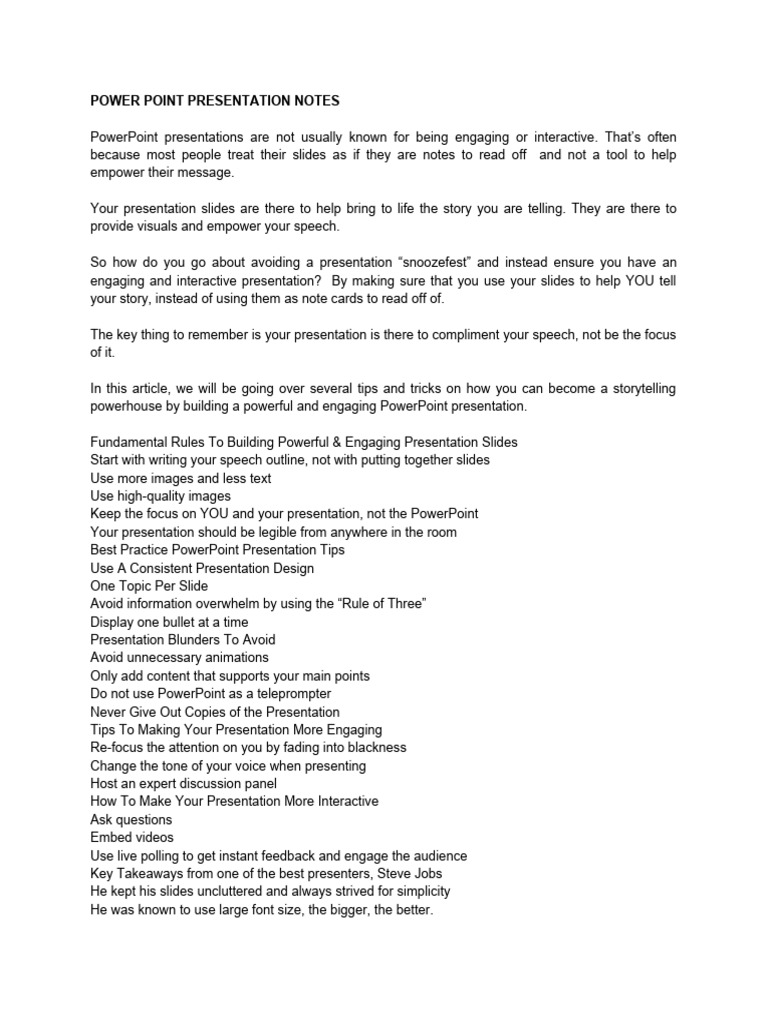 Power Point Presentation Notes. | PDF | Microsoft Power Point | Human ...