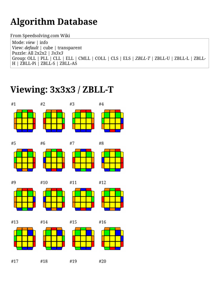 Algorithm Database - Speedsolving - Com Wiki | PDF