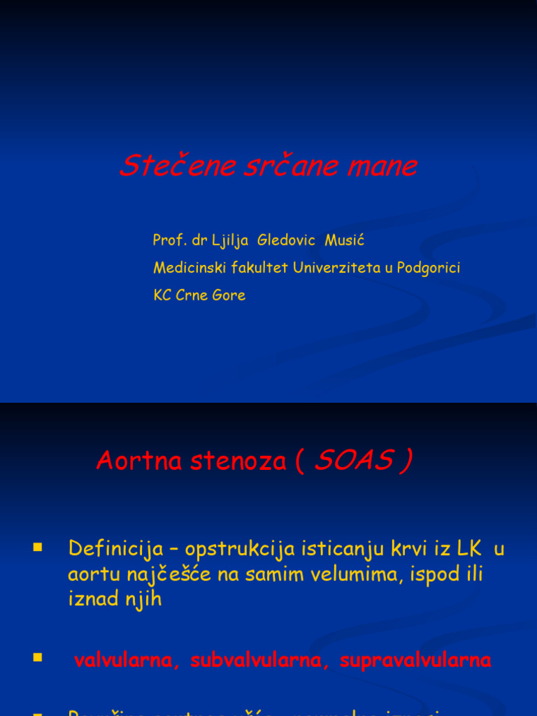 Stecene Srcane Mane ST I Bolesti Aorte | PDF
