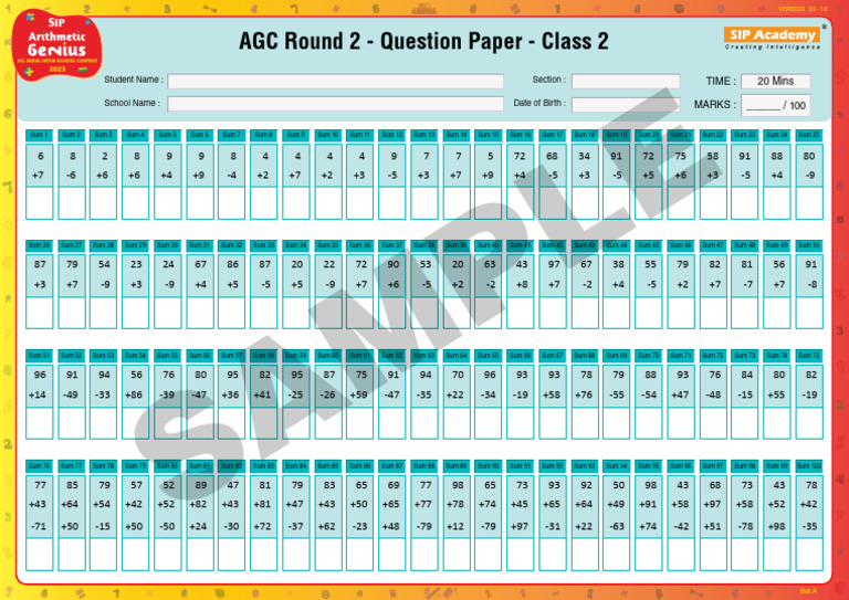 Class 2 AGC Round 2 Sample Paper | PDF
